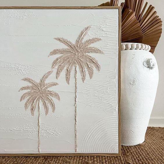Textured Palm Tree Wall Art | Minimalist Art | Wall Decor | Painting ...