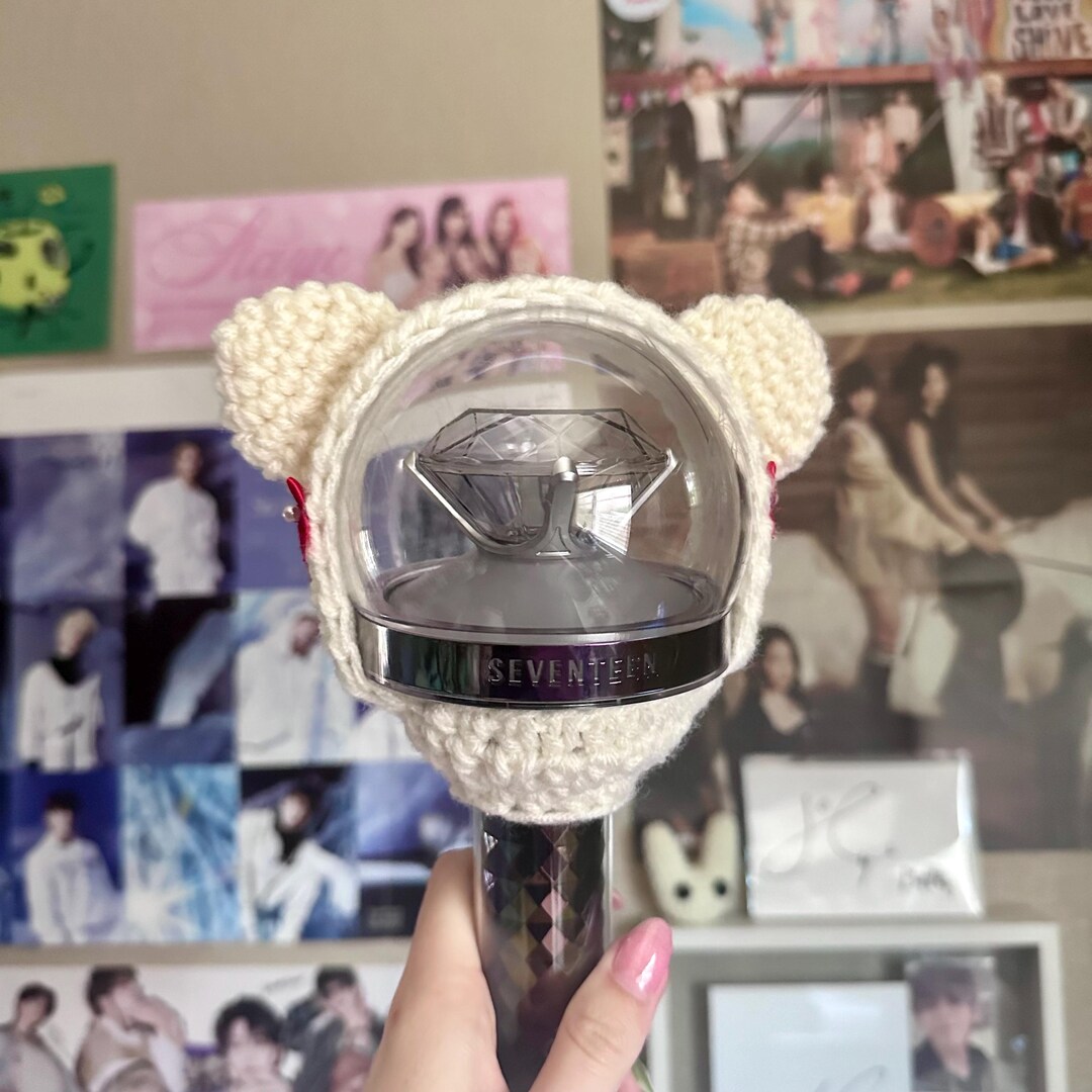 Crochet Ruby & White Cat Lightstick Cover (caratbong) | Woozi ...