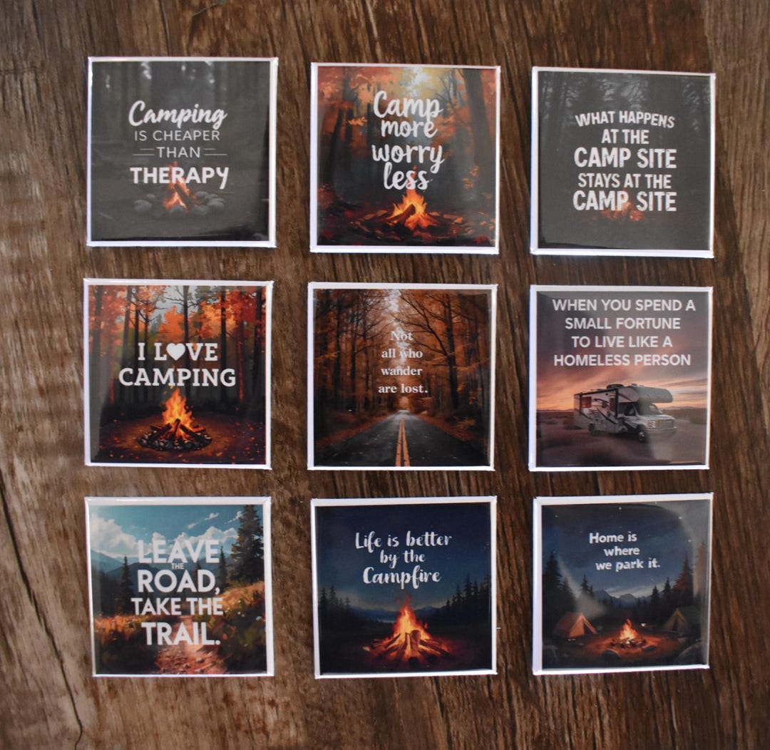 2x2 Square Camping Fridge Magnets Set of 9 - Etsy