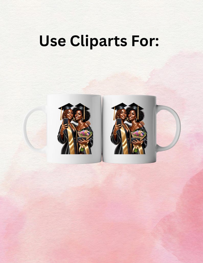 Black Girl Graduation Clipart | 300 DPI High-resolution Digital ...