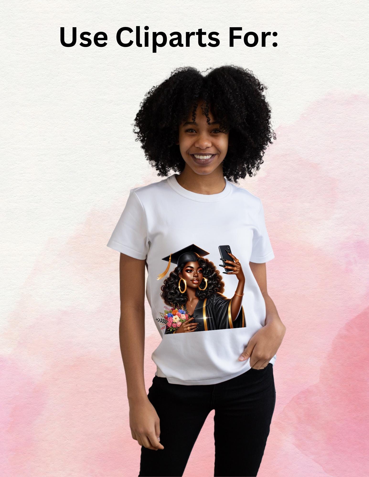 Black Girl Graduation Clipart | 300 DPI High-resolution Digital ...