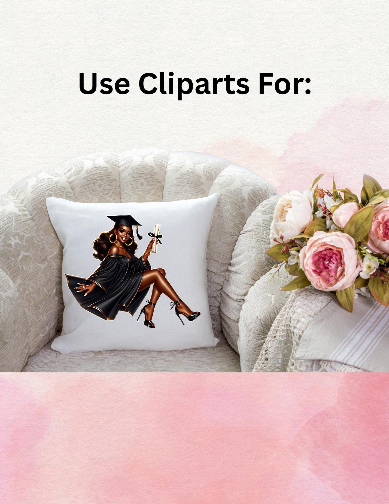 Black Girl Graduation Clipart | 300 DPI High-resolution Digital ...