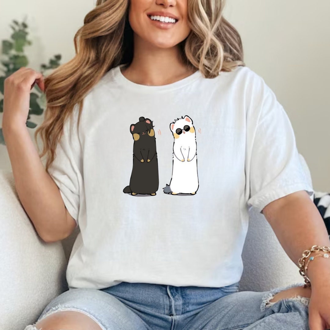 Kawaii White and Cool Black Meerkat Portrait, Funny Cats Meme Frontside ...
