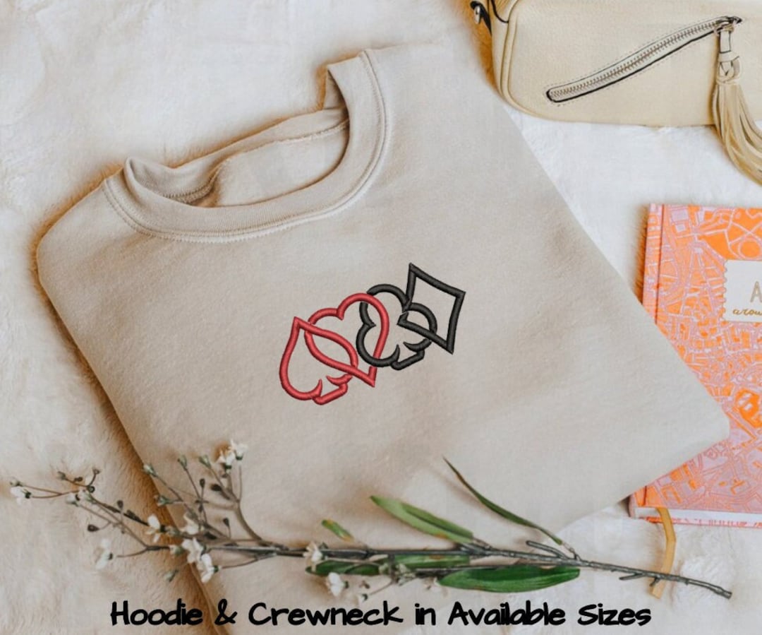 Embroidered Poker Hollow Symbol Combine Merch-red and Black Minimalist ...