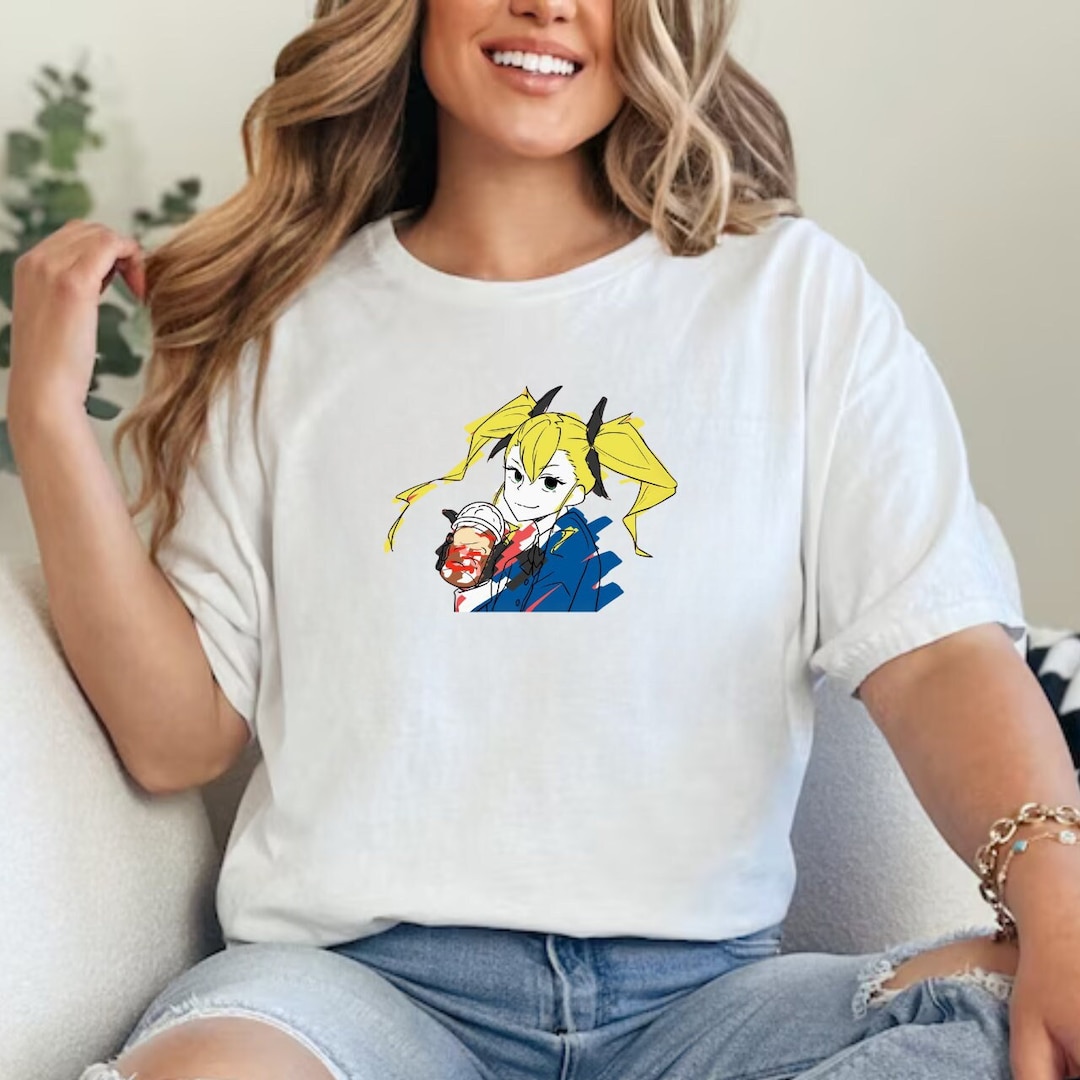 Doodle Cool Kawaii Blonde Girl Drinking Milk Shake Frontside Tshirt ...
