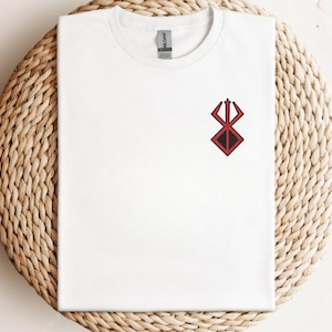 Embroidered Sacrifice Symbol Outlined Red Tshirt, Soft Lightweight ...
