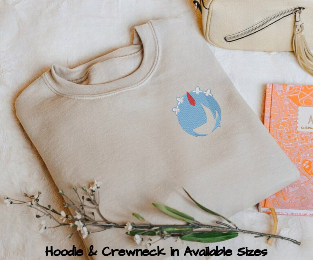 Embroidered Blue Cute Onigirl Haircut Minimalist National Hoodie ...