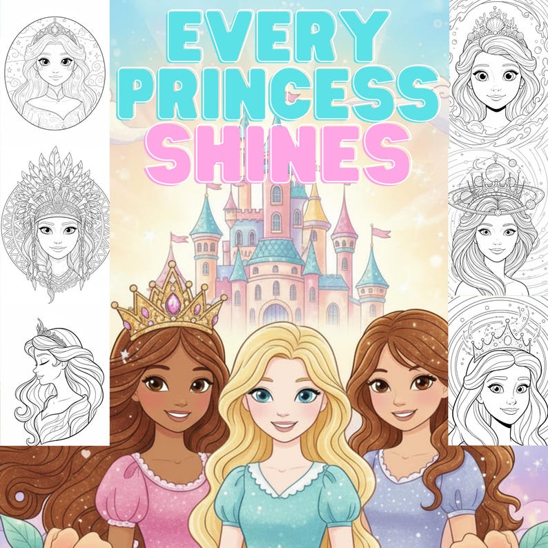 Princess Coloring Book: 100 Pages, Diversity and Confidence PDF and PNG ...
