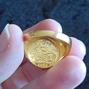 British Sovereign Ring in Gold Vermeil With Queen Elisabeth II Coin ...