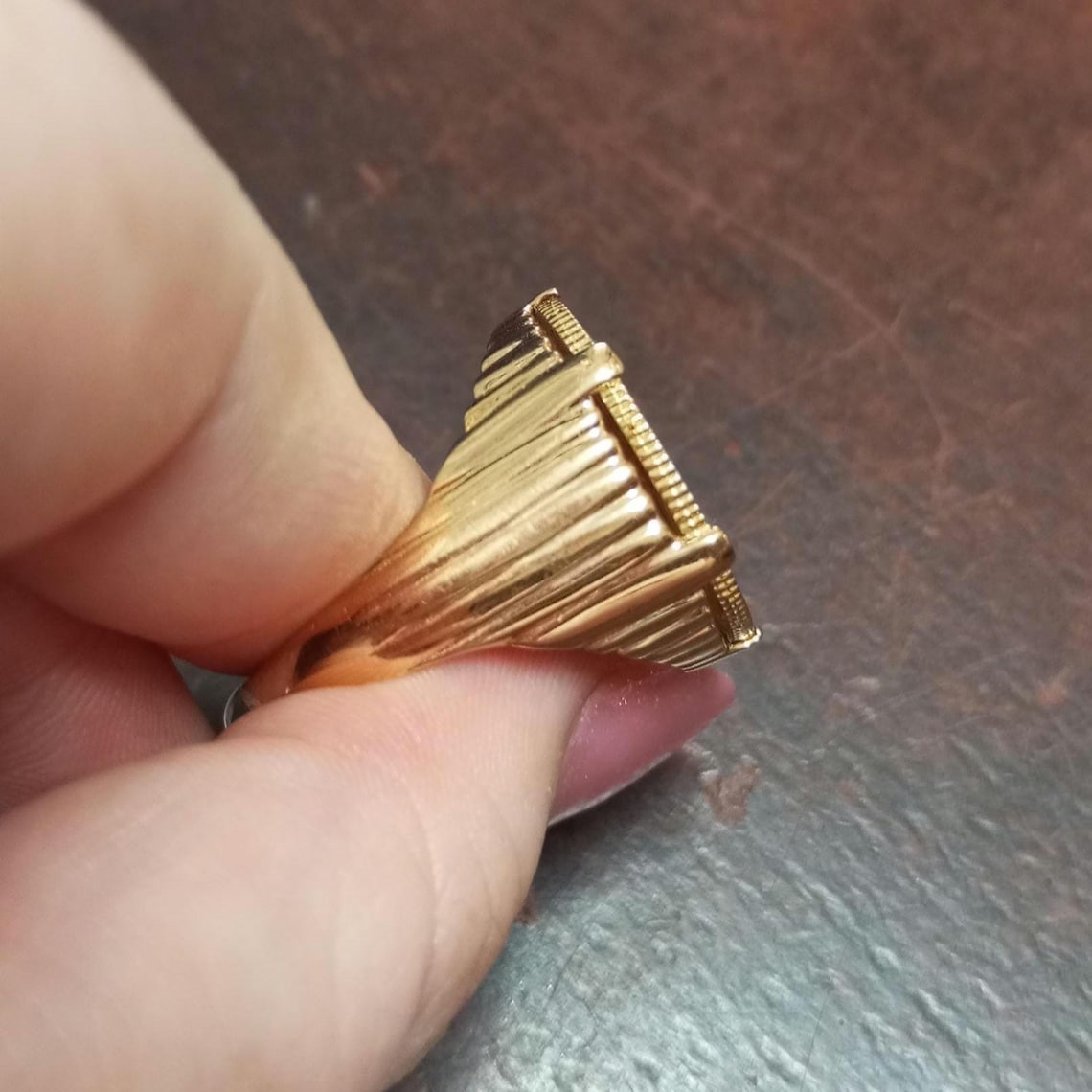 Sovereign Solid Gold Ring Handmade Portuguese 19.2K Yellow Gold Saint ...