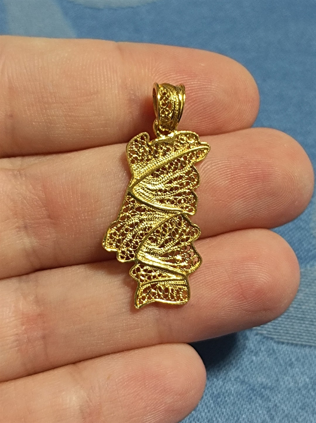 Goldplated Silver Filigree Pendant Map of Portugal Handmade Filigree ...