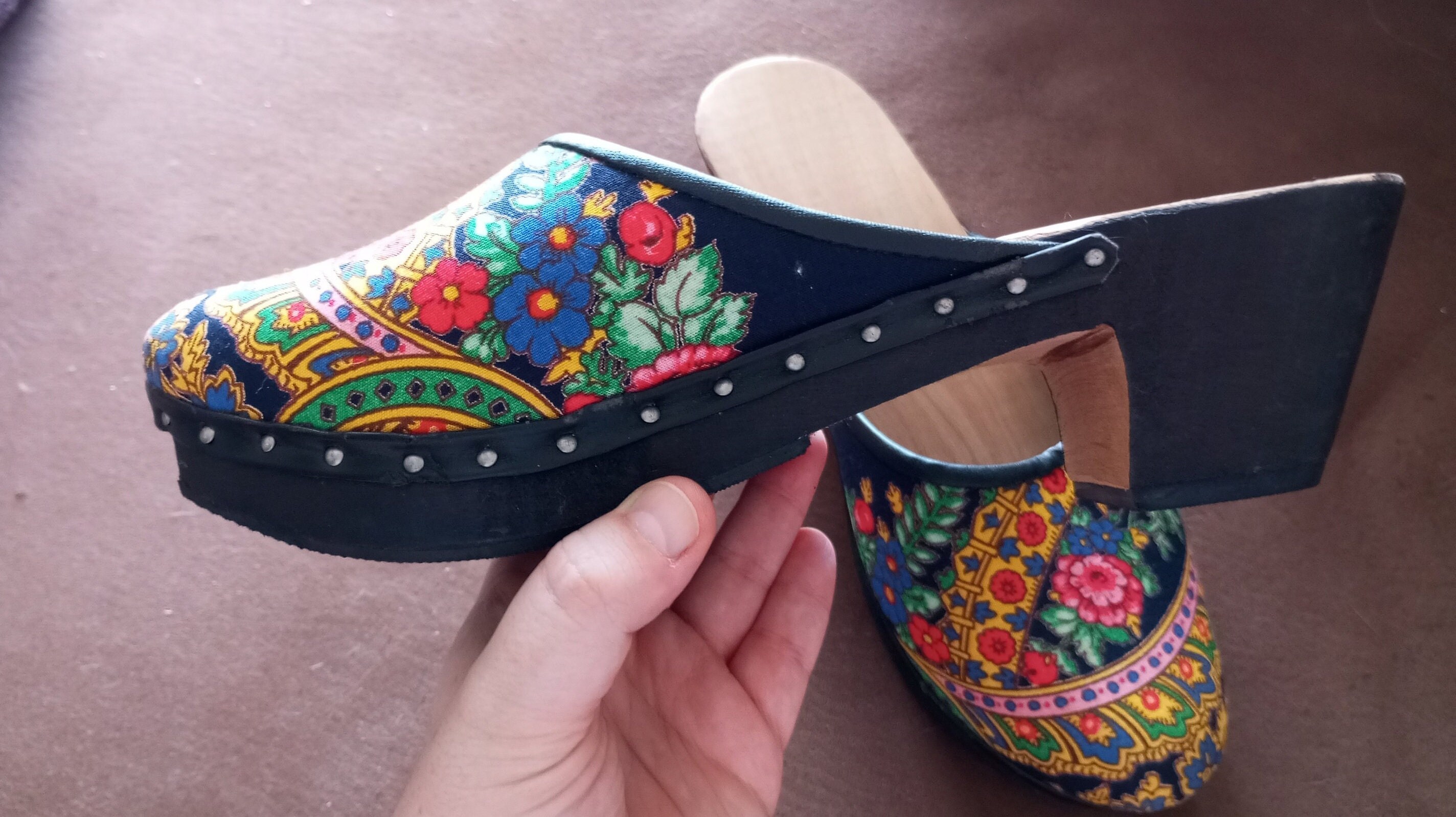 Portuguese Folclore Clogs Wood Black Traditional Minho Shawl Handmade ...