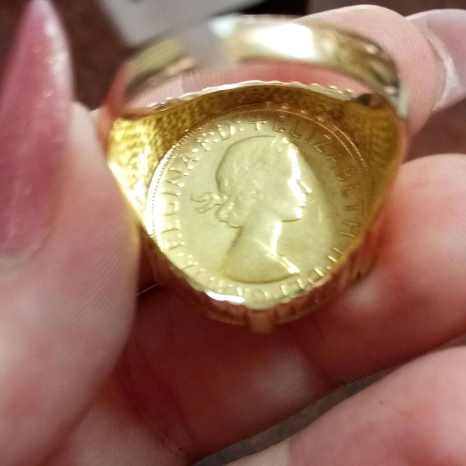 Sovereign Solid Gold Ring Handmade Portuguese 19.2K Yellow Gold Saint ...