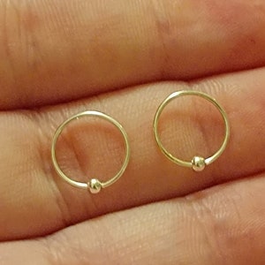Silver Piercing Sterling Hoop Earrings Small Hoops With Bead to Use as ...