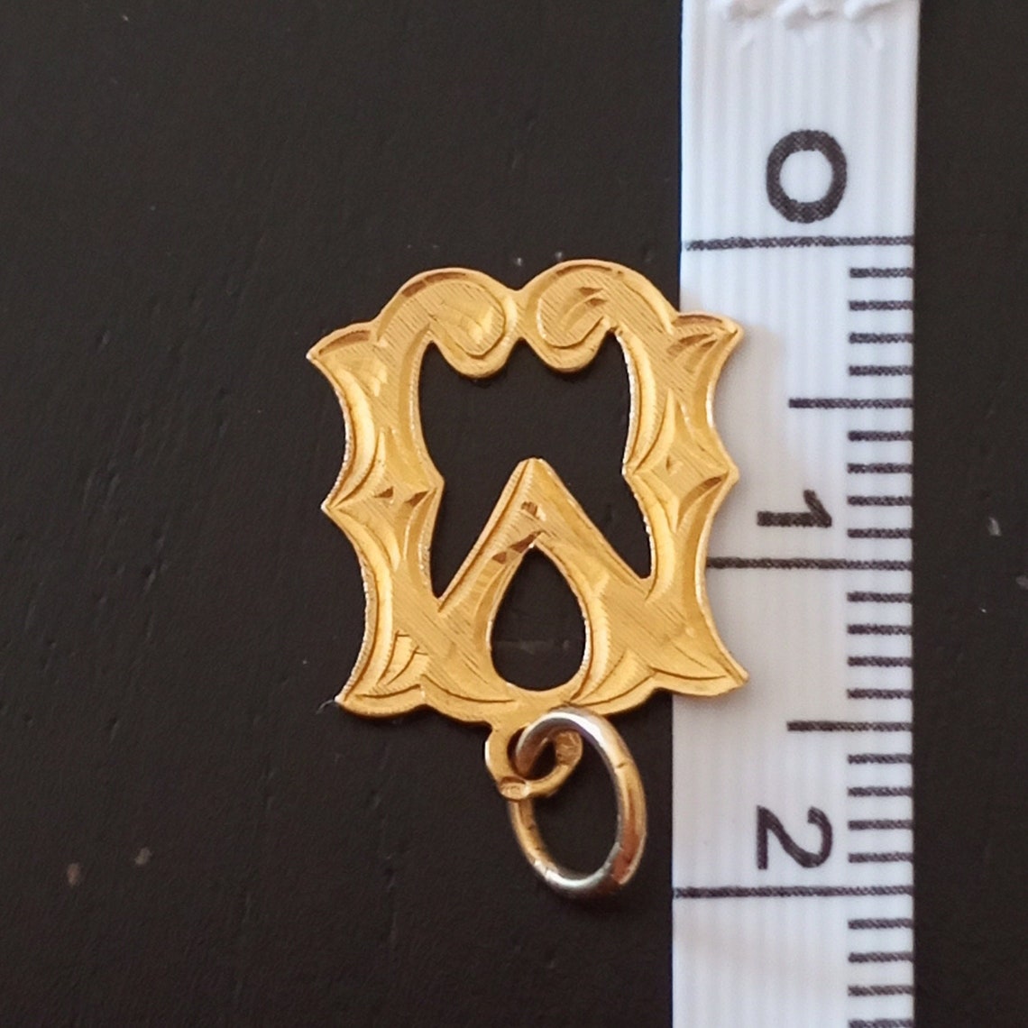 Solid Gold Pendant Letter M Unisex 19.2 Carat Yellow Portuguese Gold ...