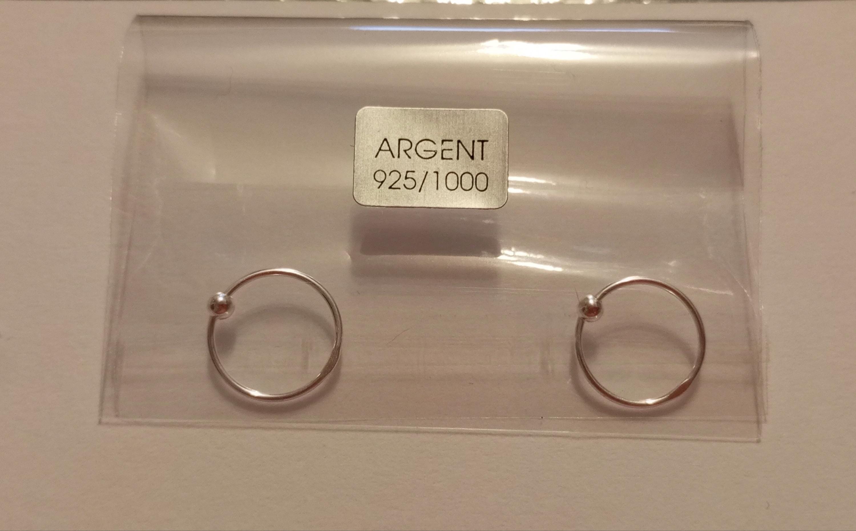 Silver Piercing Sterling Hoop Earrings Small Hoops With Bead to Use as ...