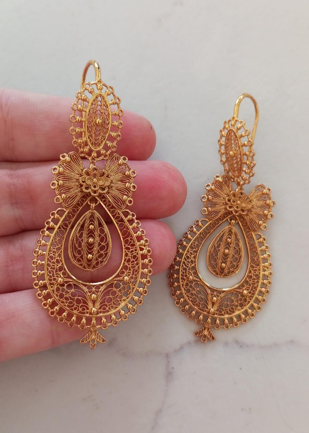 Portuguese Princess Traditional Filigree Goldfilled Earrings Maxi Size ...