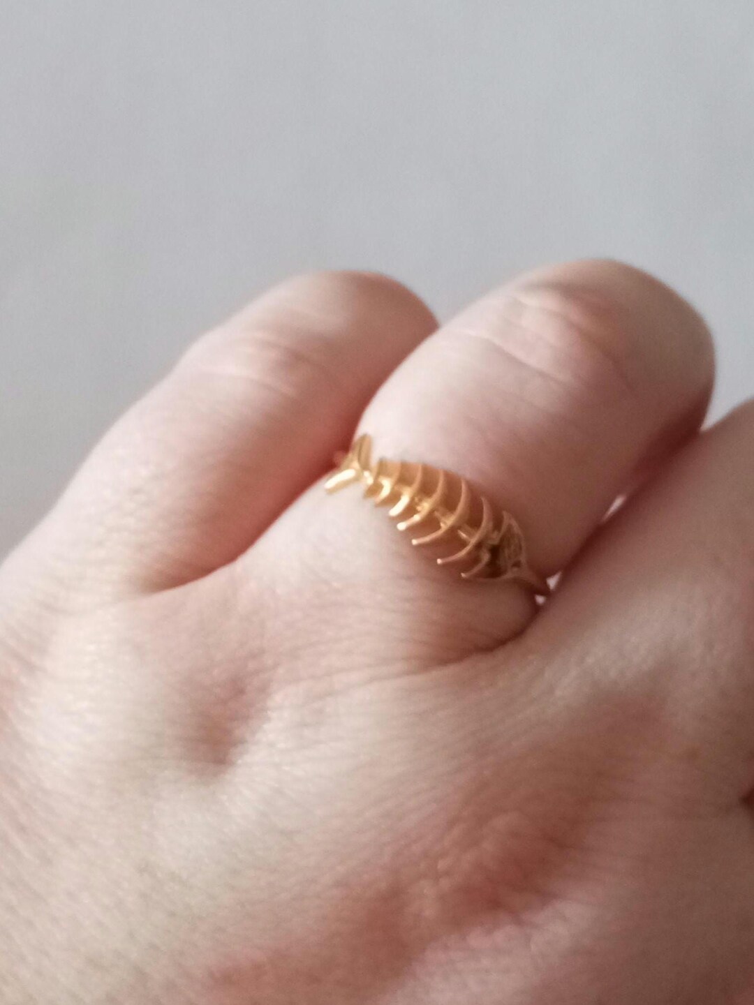Gold Vermeil Fishbone Ring Dainty Fish Skeleton Jewelry Unique ...