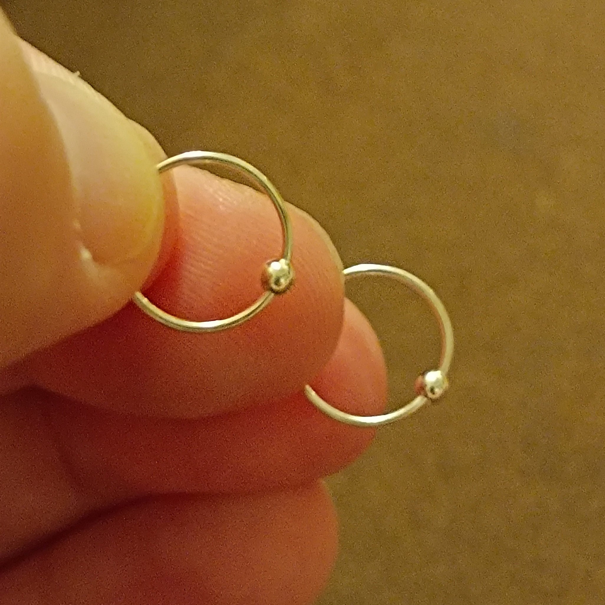 Silver Piercing Sterling Hoop Earrings Small Hoops With Bead to Use as ...