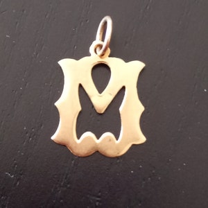 Solid Gold Pendant Letter M Unisex 19.2 Carat Yellow Portuguese Gold ...