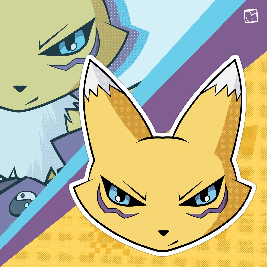 Renamon Vinyl Sticker (head) | Digimon Tamers - Etsy