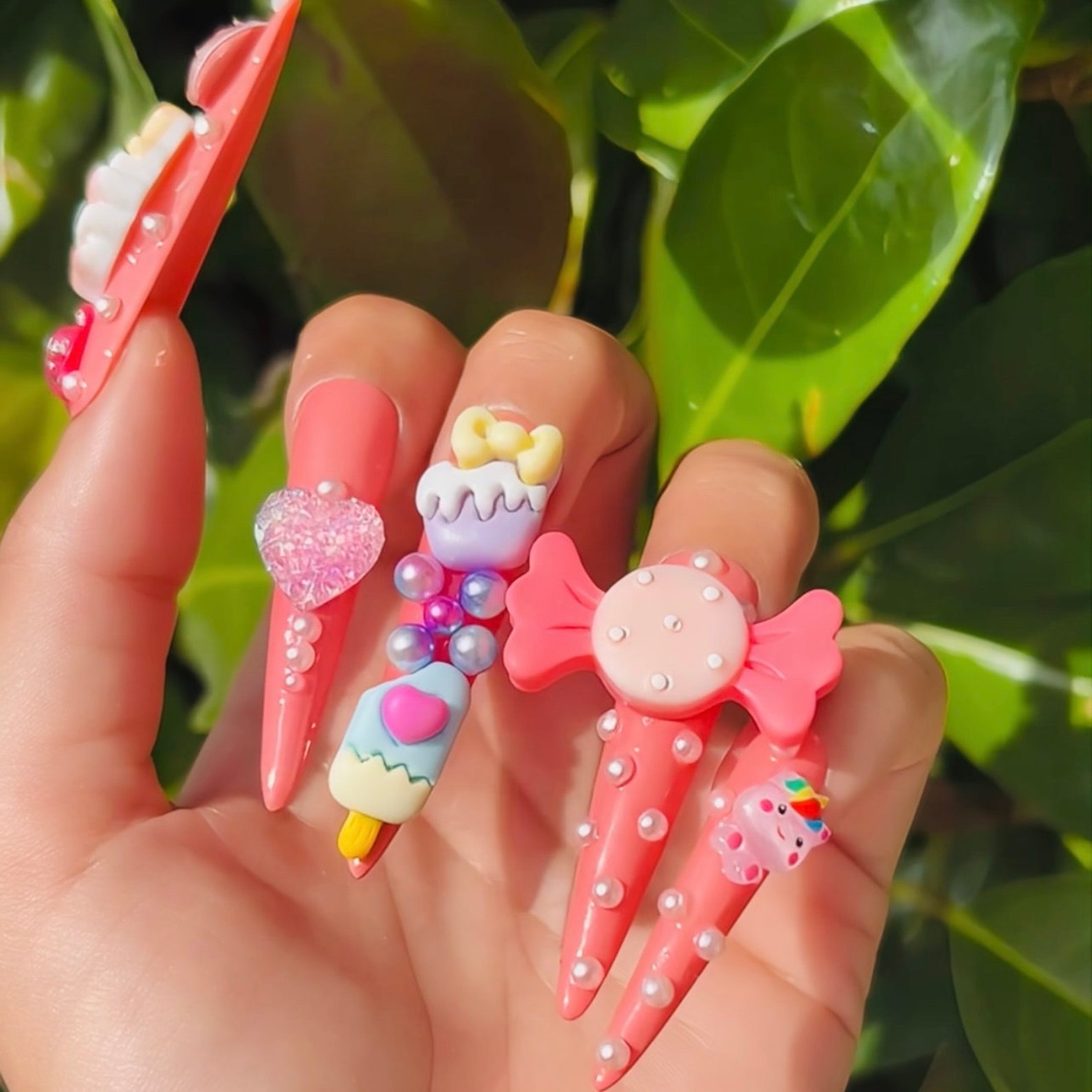 Glue on Nails Cute Nails Handmade Nails 3xl Nails Stiletto - Etsy