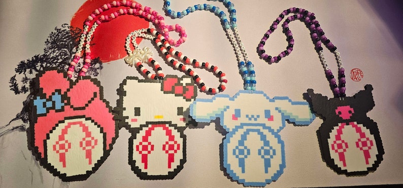 Sanrio X Dabin | Sanrio X Harold | Kandi Necklace Perler Rave EDM ...