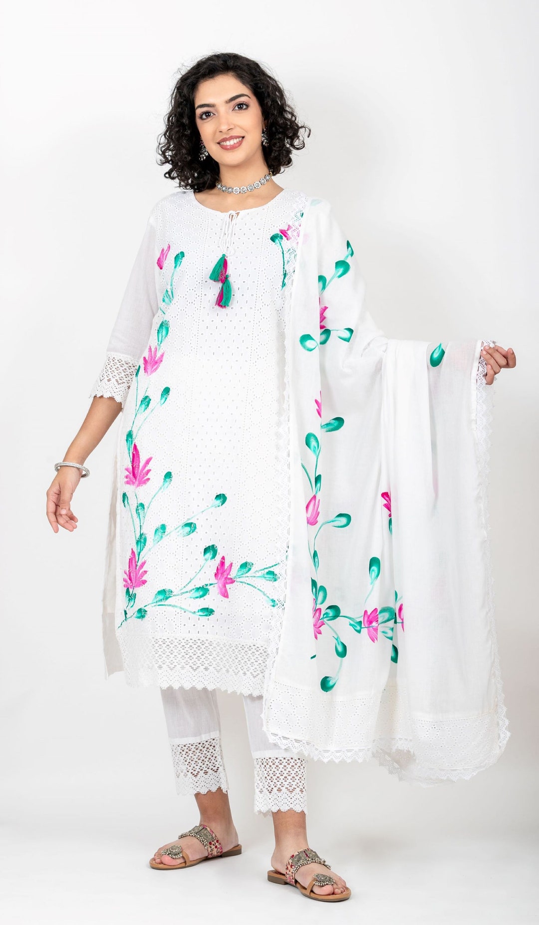 Hand Printed Floral Cutwork Suit Set|salwaar Kameez for Women|salwaar ...