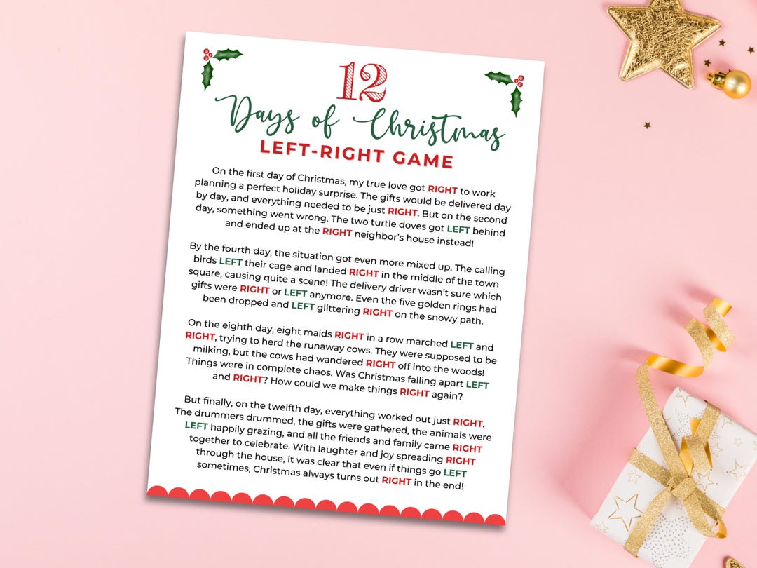 Printable Christmas Left Right Game: Holiday Party Activity (digital ...
