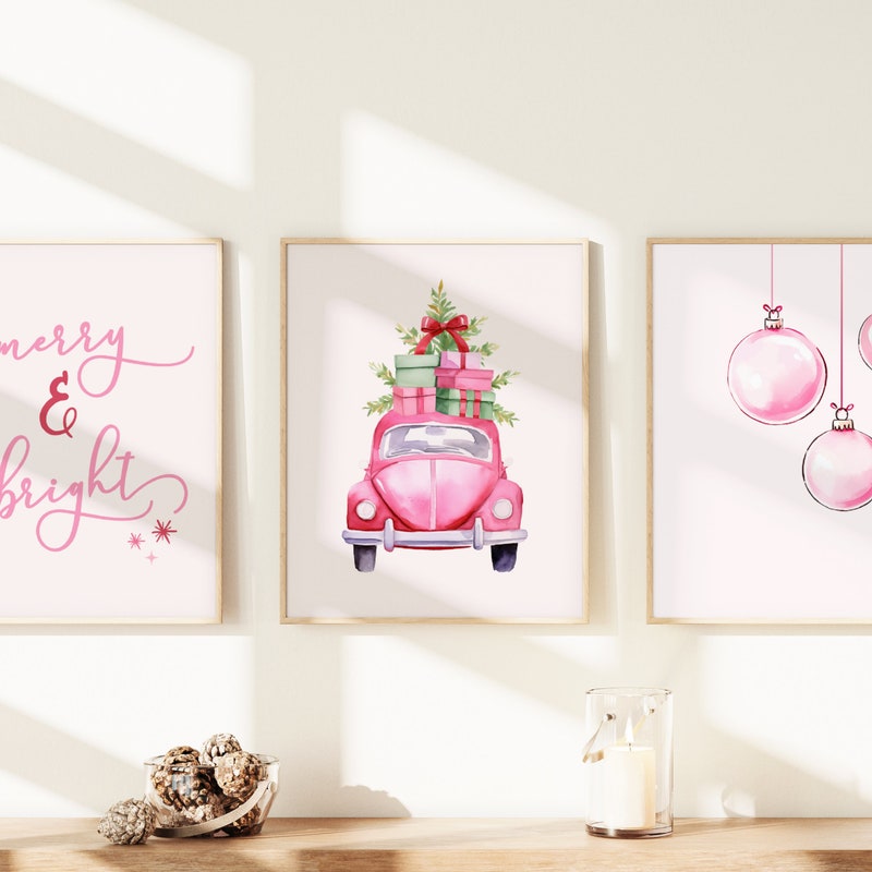 Pink Christmas Print - Etsy