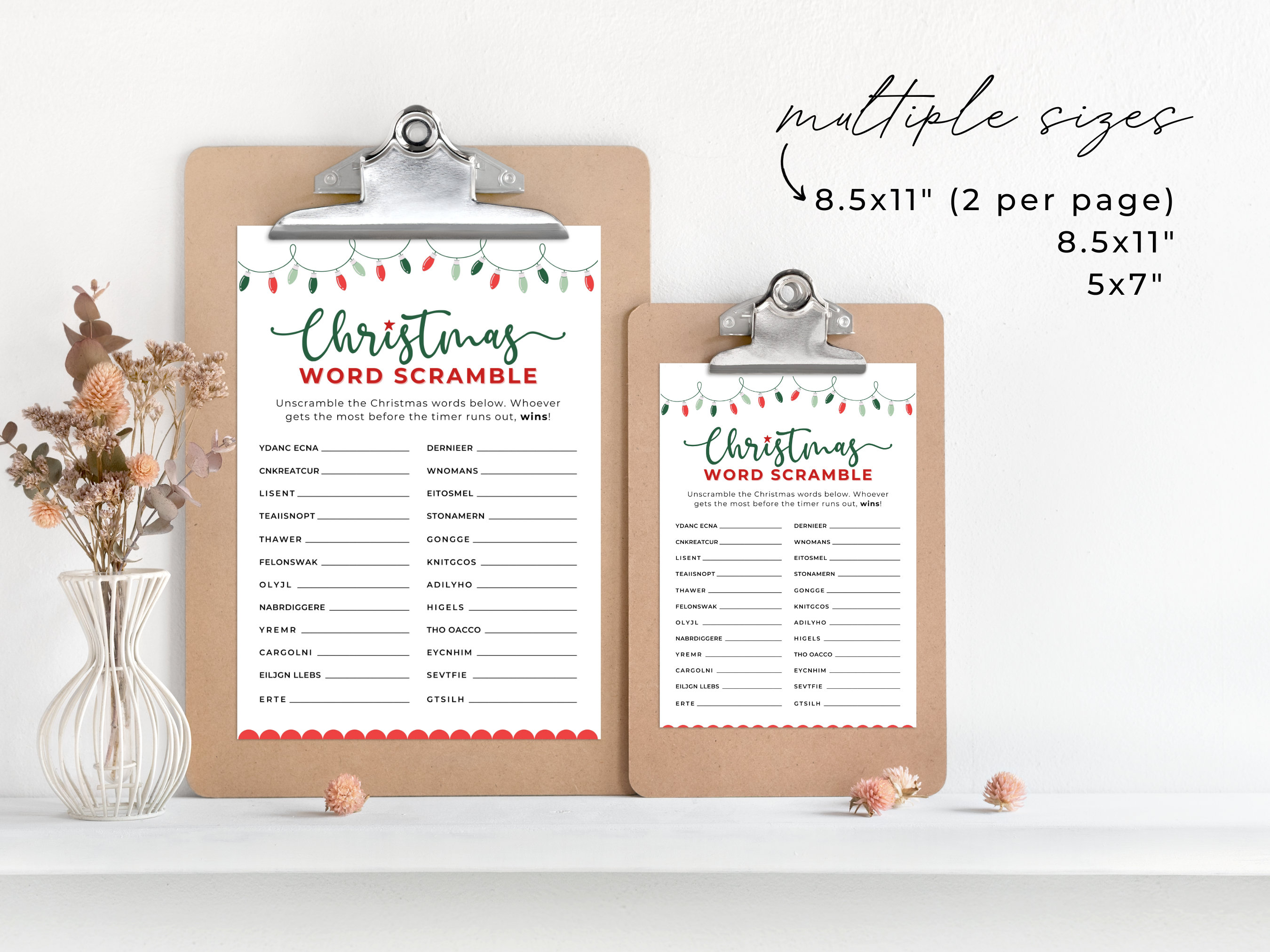Printable Christmas Word Scramble Game: Holiday Family Activity ...
