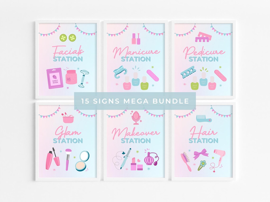 Spa Party Signs: 15 Pamper Party Printables (digital Download) - Etsy