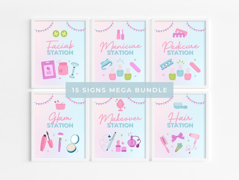 Spa Party Signs: 15 Pamper Party Printables (digital Download) - Etsy