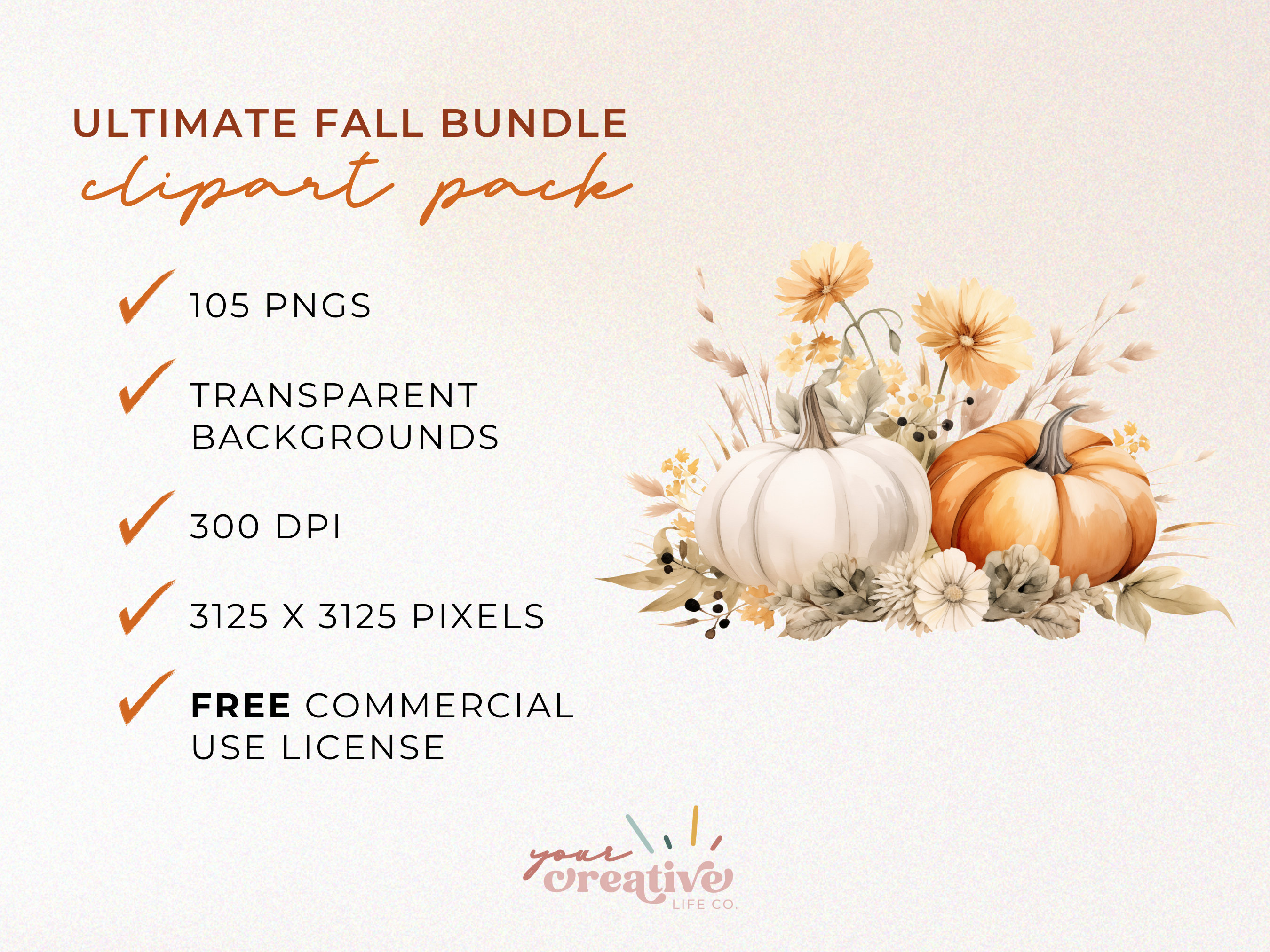 Watercolor Fall Clipart Bundle Watercolor Autumn Clipart - Etsy