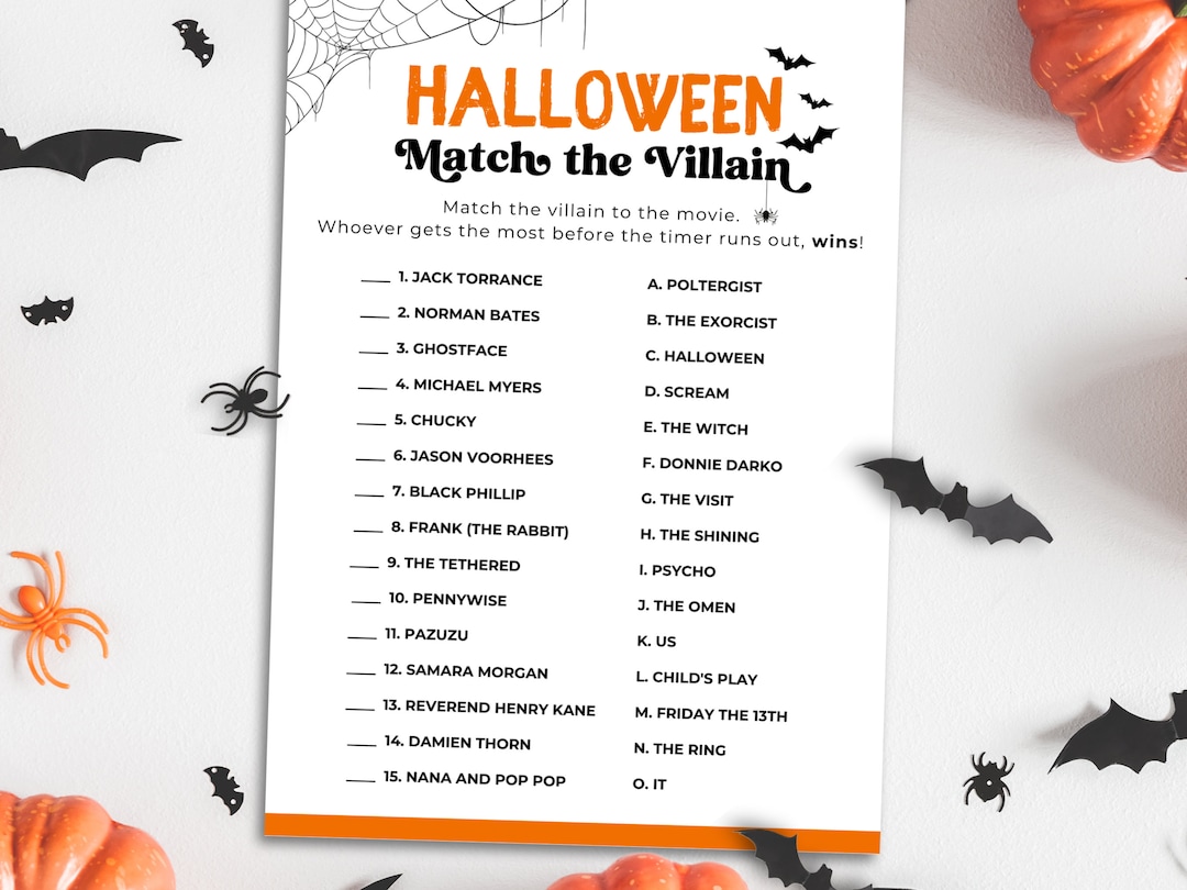 Match the Villain Game Fun Halloween Party Game Printable Halloween ...