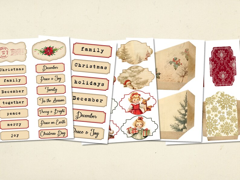 Vintage Christmas Junk Journal Kit Christmas Fussy Cuts Christmas Ephemera Christmas Printable ...