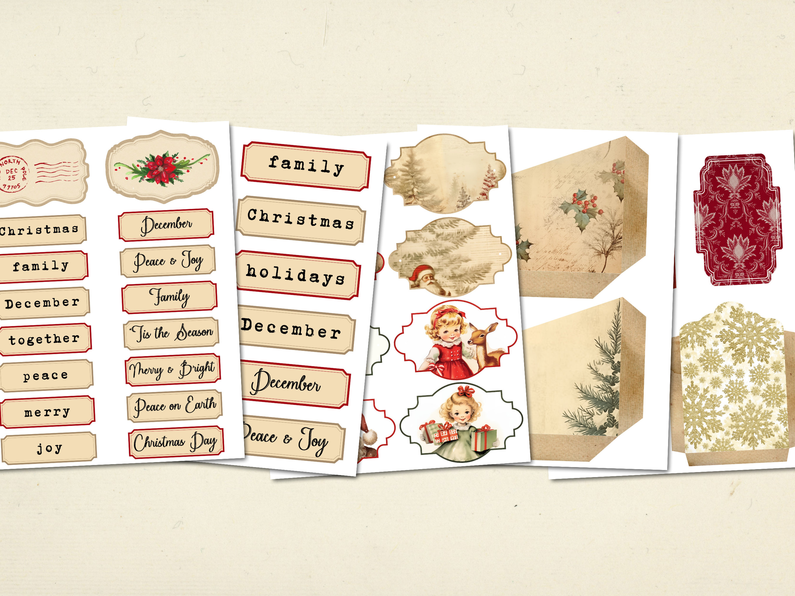 Vintage Christmas Junk Journal Kit Christmas Fussy Cuts Christmas Ephemera Christmas Printable ...