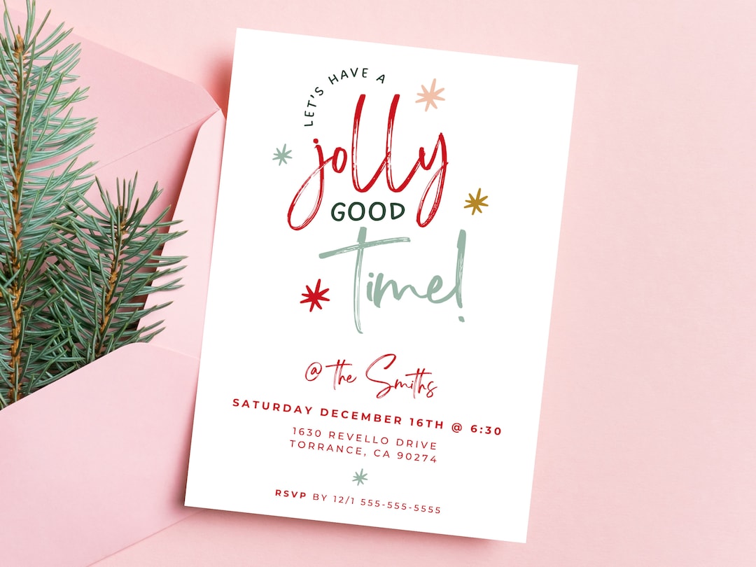 Jolly Good Time Christmas Party Invitation Template Editable Christmas ...