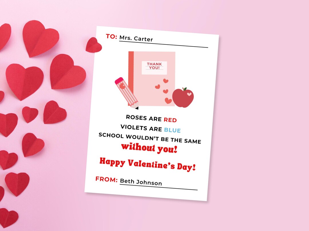 Editable Teacher Valentine Printable Classroom Valentines Teacher Gift ...