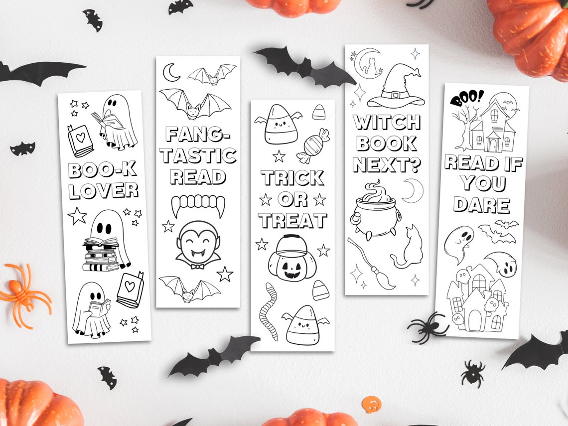 Printable Halloween Coloring Bookmarks: Kids Classroom Activity ...