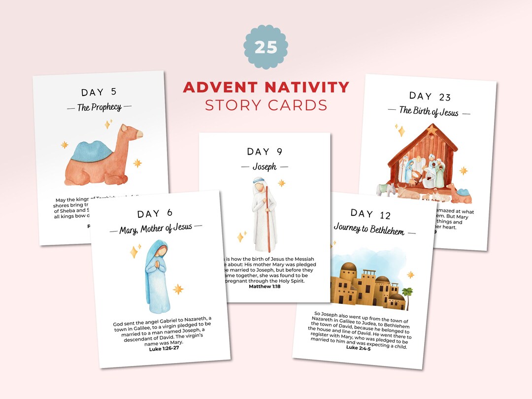 Printable Nativity Advent Calendar Cards: 25 Days of Scripture ...