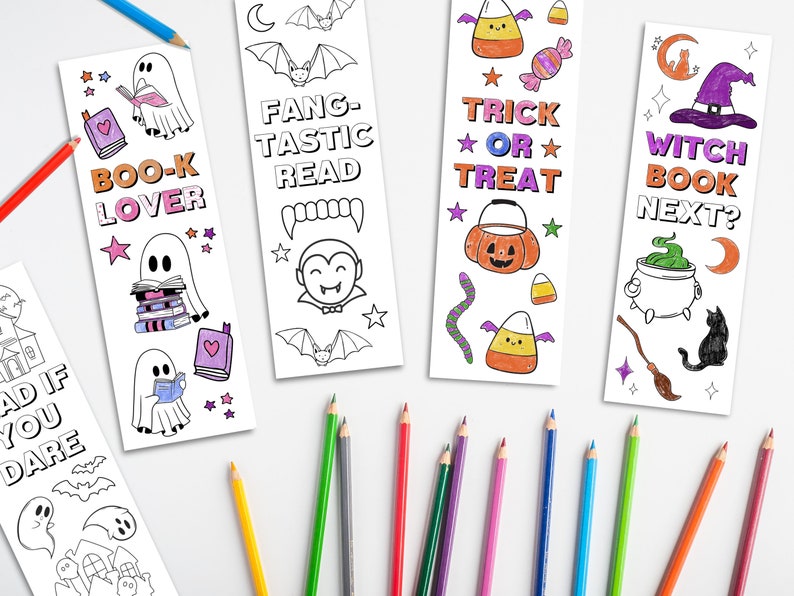 Printable Halloween Coloring Bookmarks: Kids Classroom Activity ...