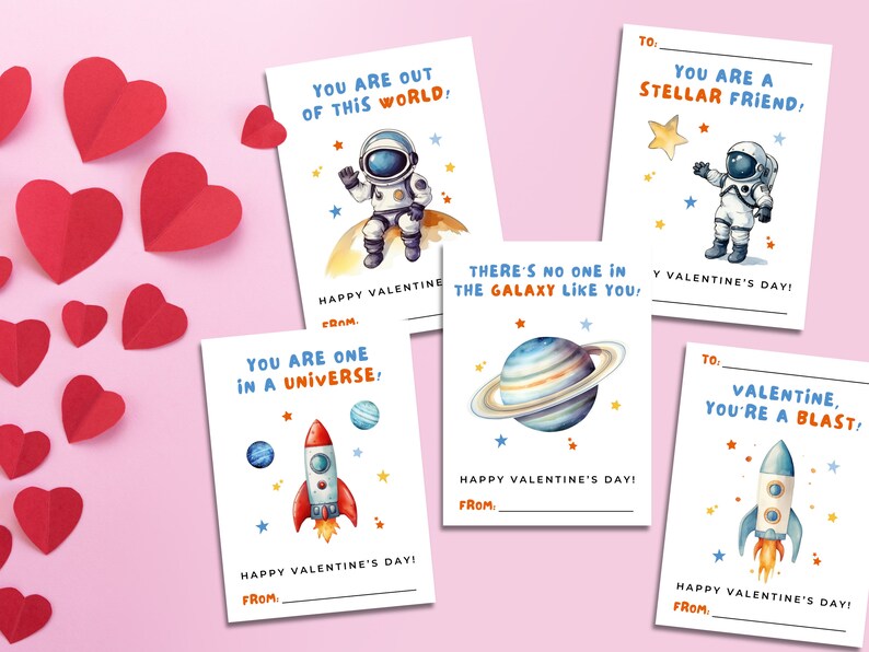 Space Valentine's Day Cards for Kids: Galaxy Classroom Valentines ...