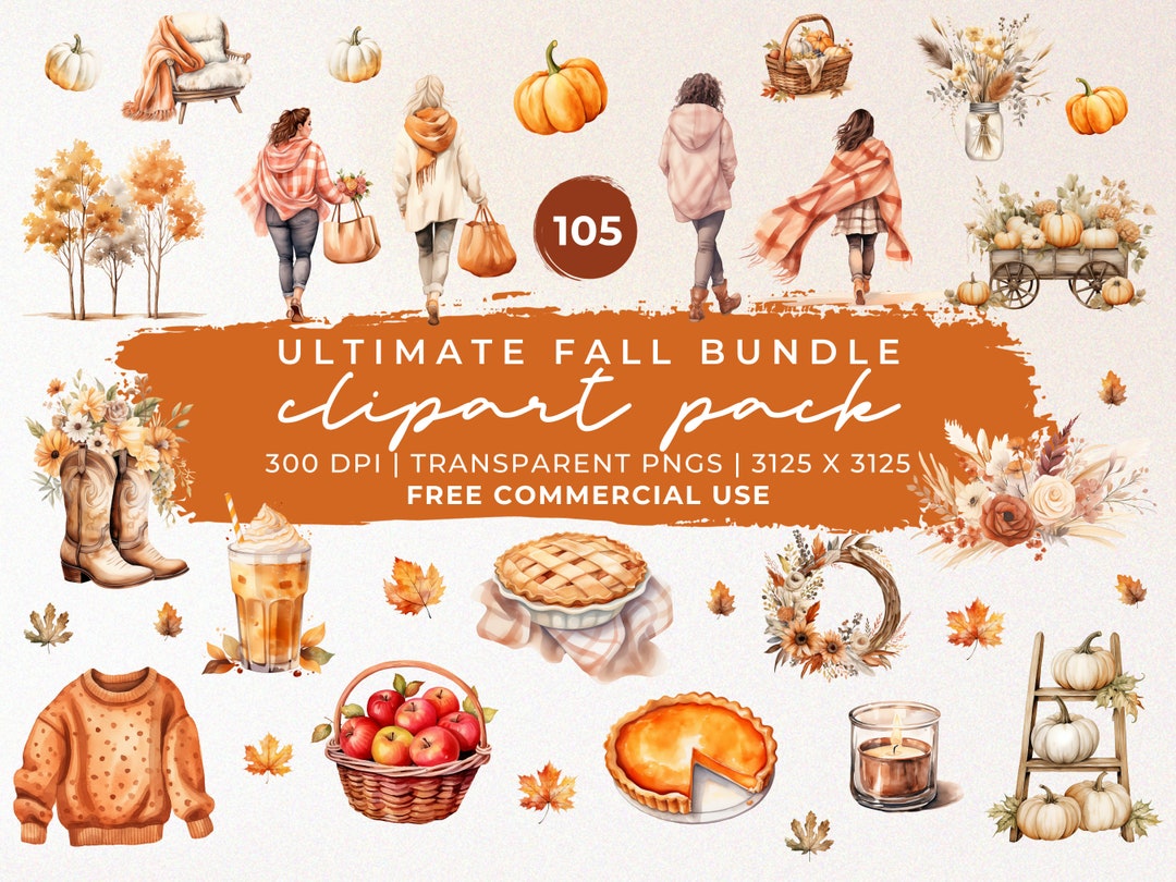 Watercolor Fall Clipart Bundle | Watercolor Autumn Clipart | Fall and ...