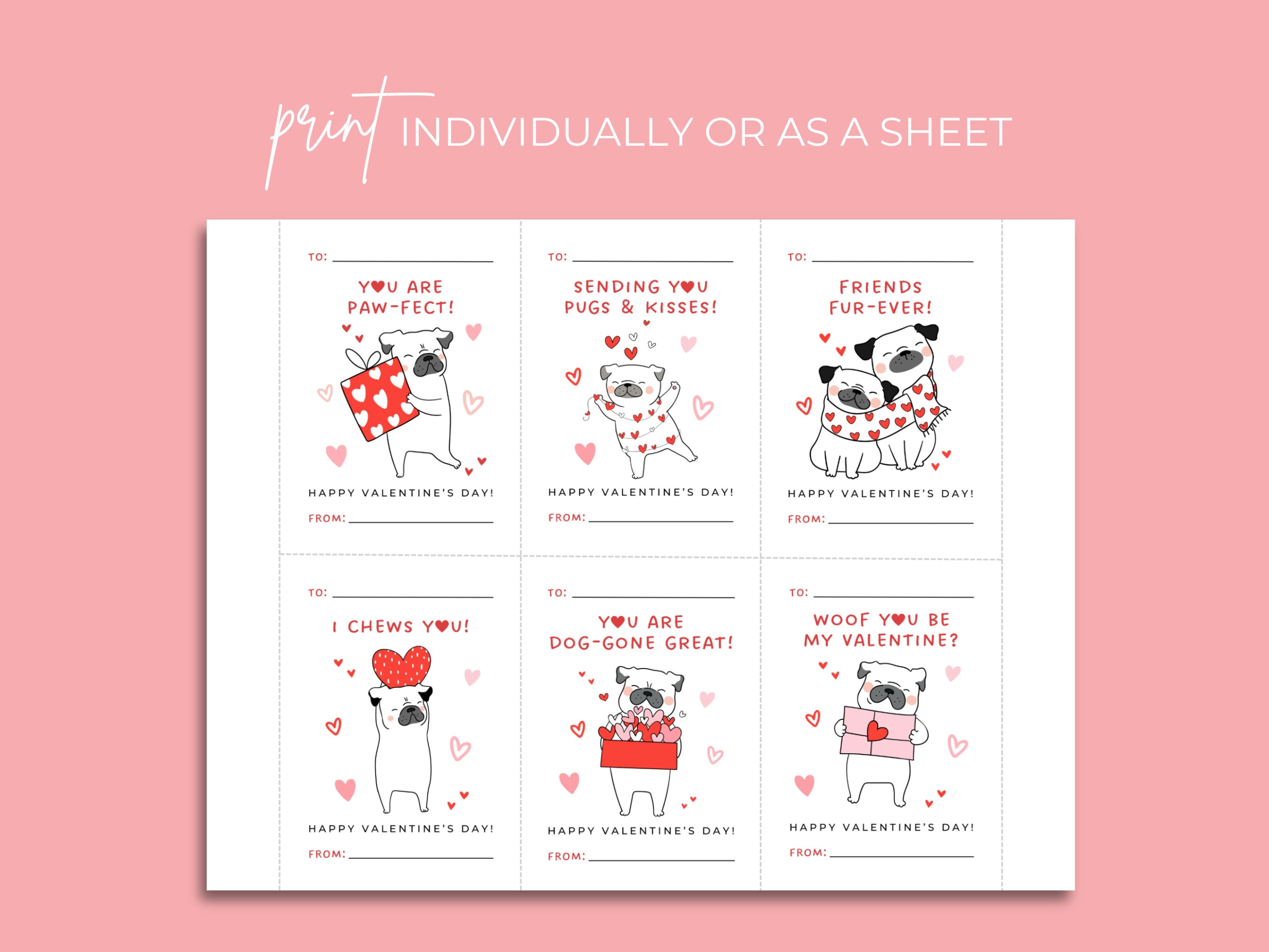 Printable Dog Valentine's Day Cards Classroom Valentine's Day Cards for ...
