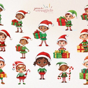 Cute Christmas Elf Clipart Bundle | Commercial Use Christmas Clipart ...
