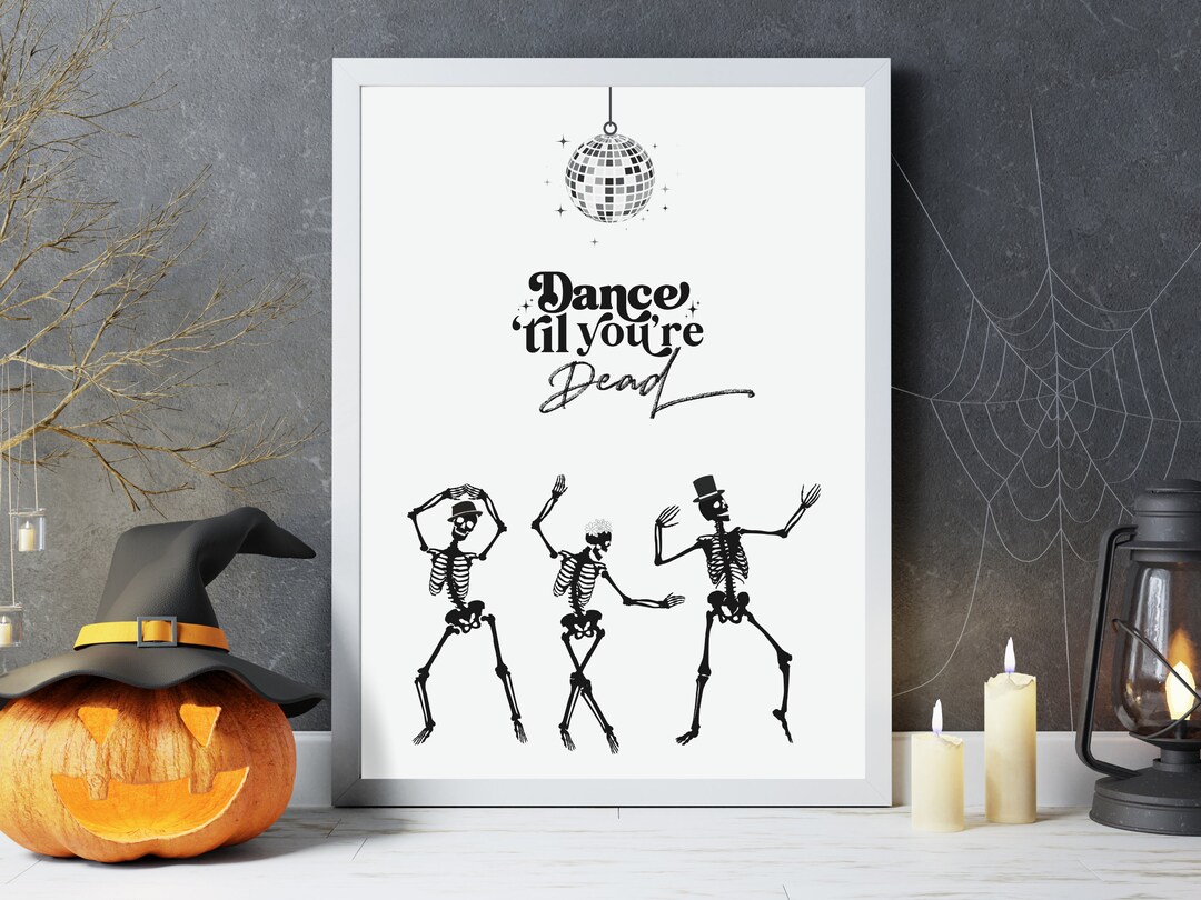 Dancing Skeletons Print Skeleton Halloween Art Halloween Printable Wall ...