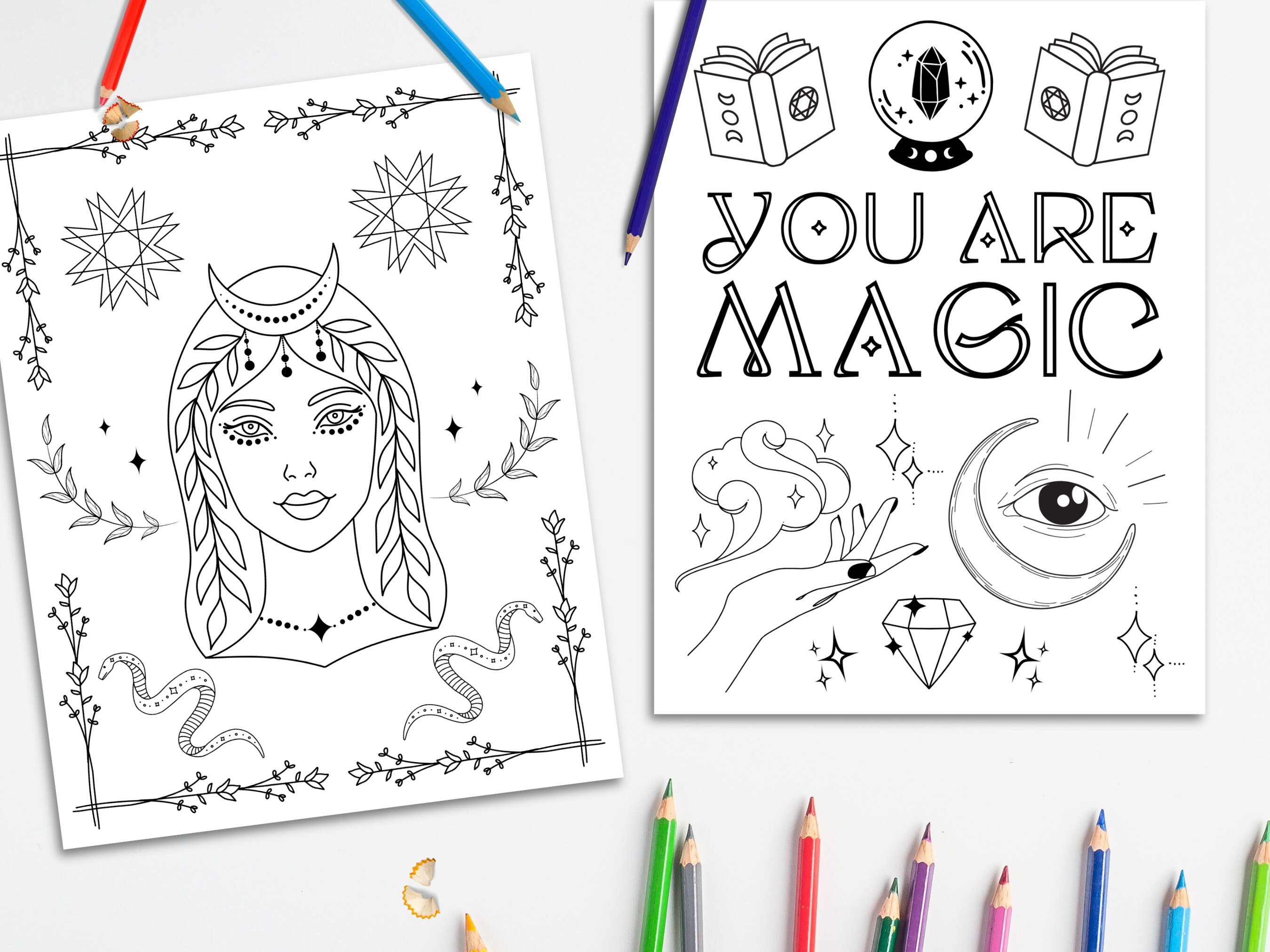 Witch Coloring Book for Adults Witch Coloring Pages Mystic Coloring ...