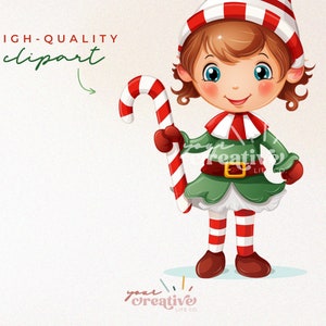 Cute Christmas Elf Clipart Bundle | Commercial Use Christmas Clipart ...
