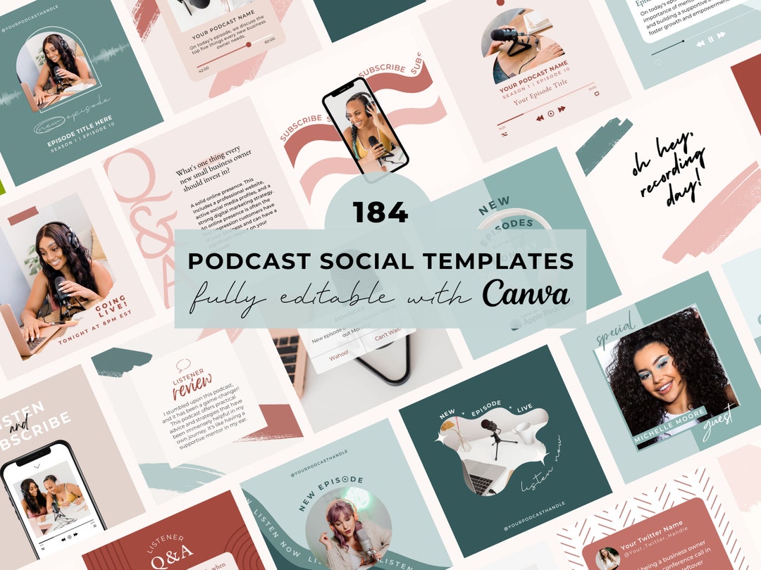 184 Podcast Social Media Templates | Podcasting Instagram Post + Story ...